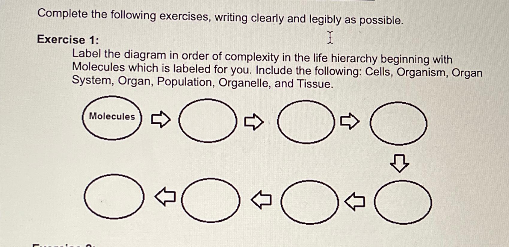 Solved Complete the following exercises, writing clearly and | Chegg.com