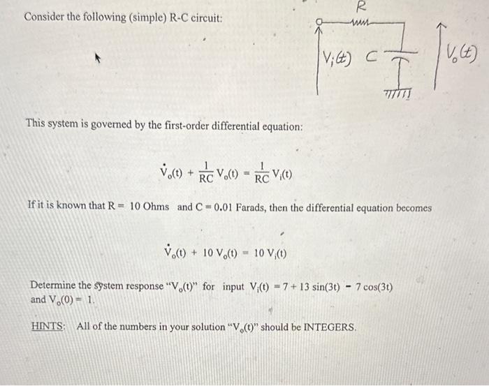 Solved Consider the following (simple) R-C circuit: This | Chegg.com