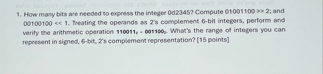 Solved How many bits are needed to express the integer | Chegg.com