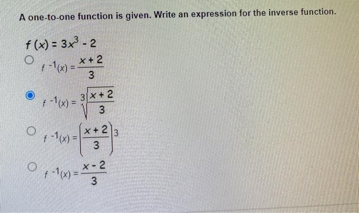 Solved A one-to-one function is given. Write an expression | Chegg.com