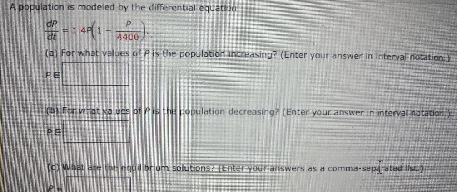 Solved A population is modeled by the differential equation | Chegg.com