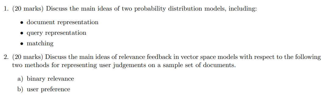 Solved (20 ﻿marks) ﻿Discuss the main ideas of relevance | Chegg.com
