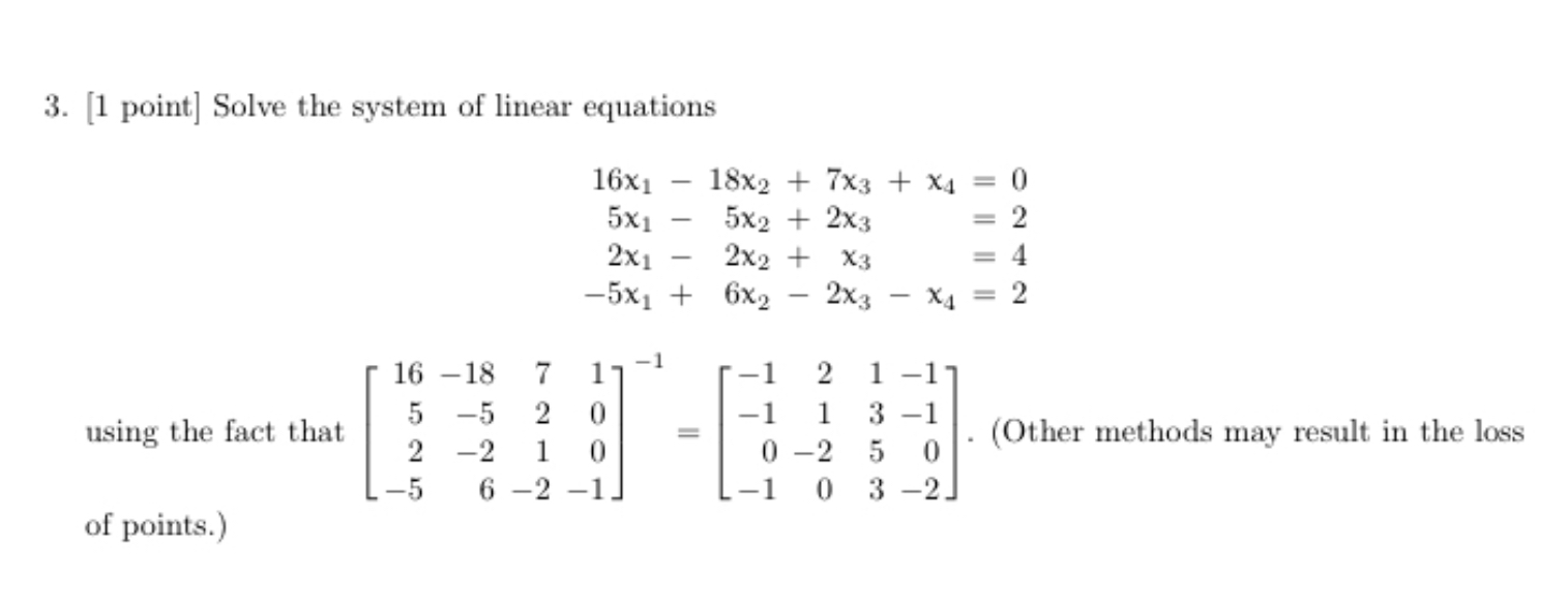 Solved 1 point solve The System Of Linear