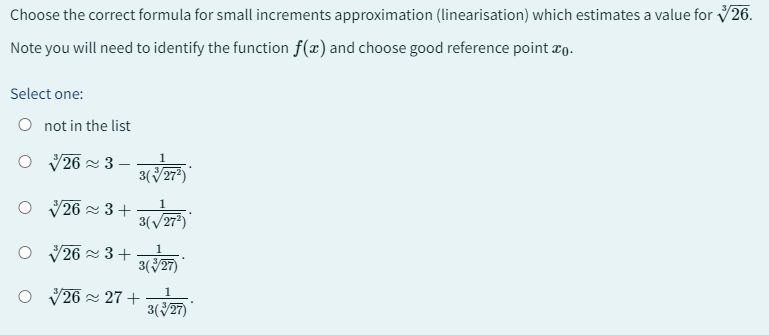 Solved Choose the correct formula for small increments | Chegg.com