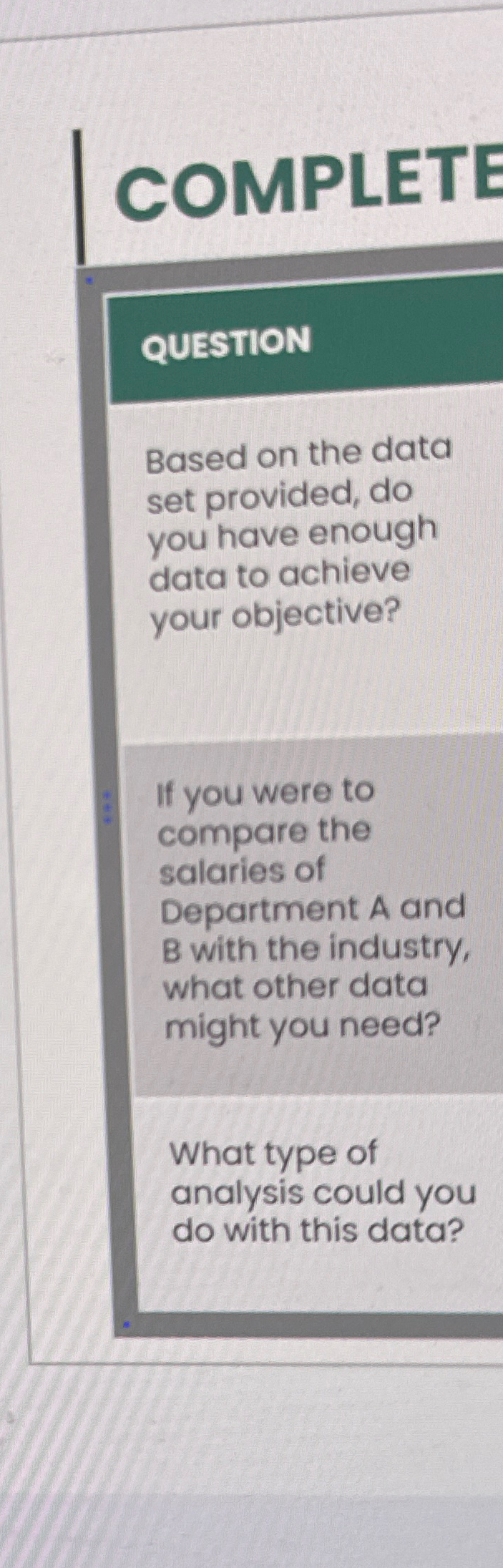 Solved COMPLETQUESTIONBased on the data set provided, do you | Chegg.com