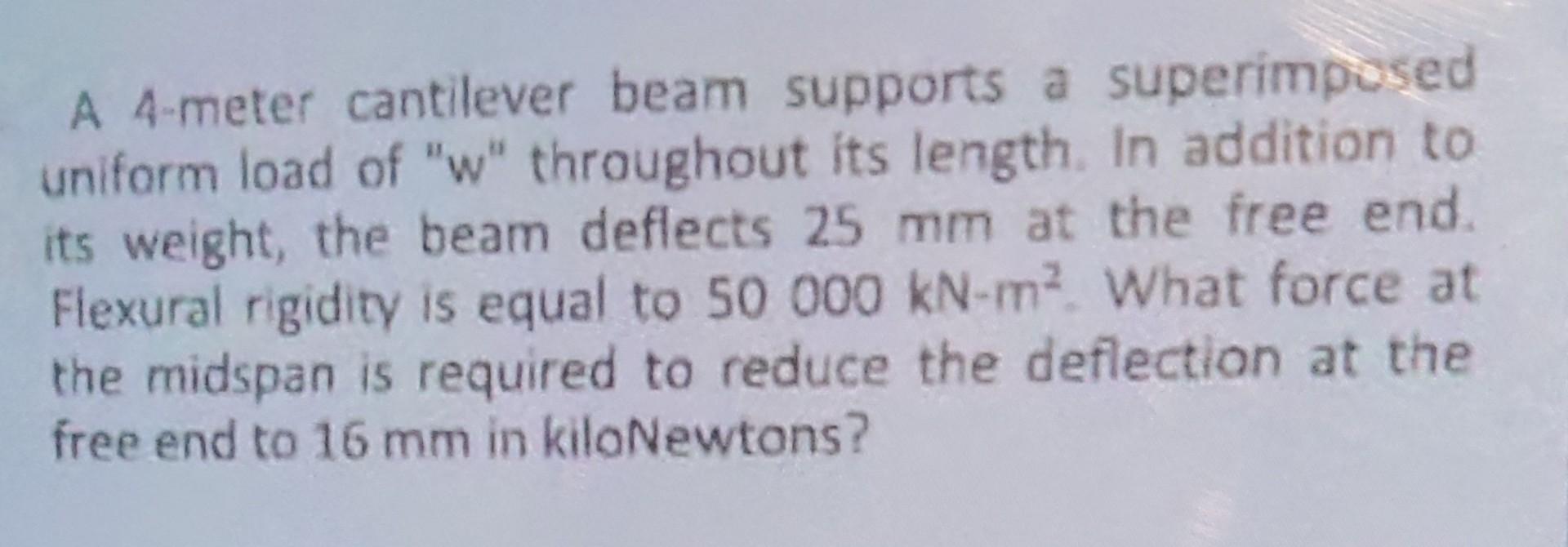 Solved A 4-meter cantilever beam supports a superimposed | Chegg.com