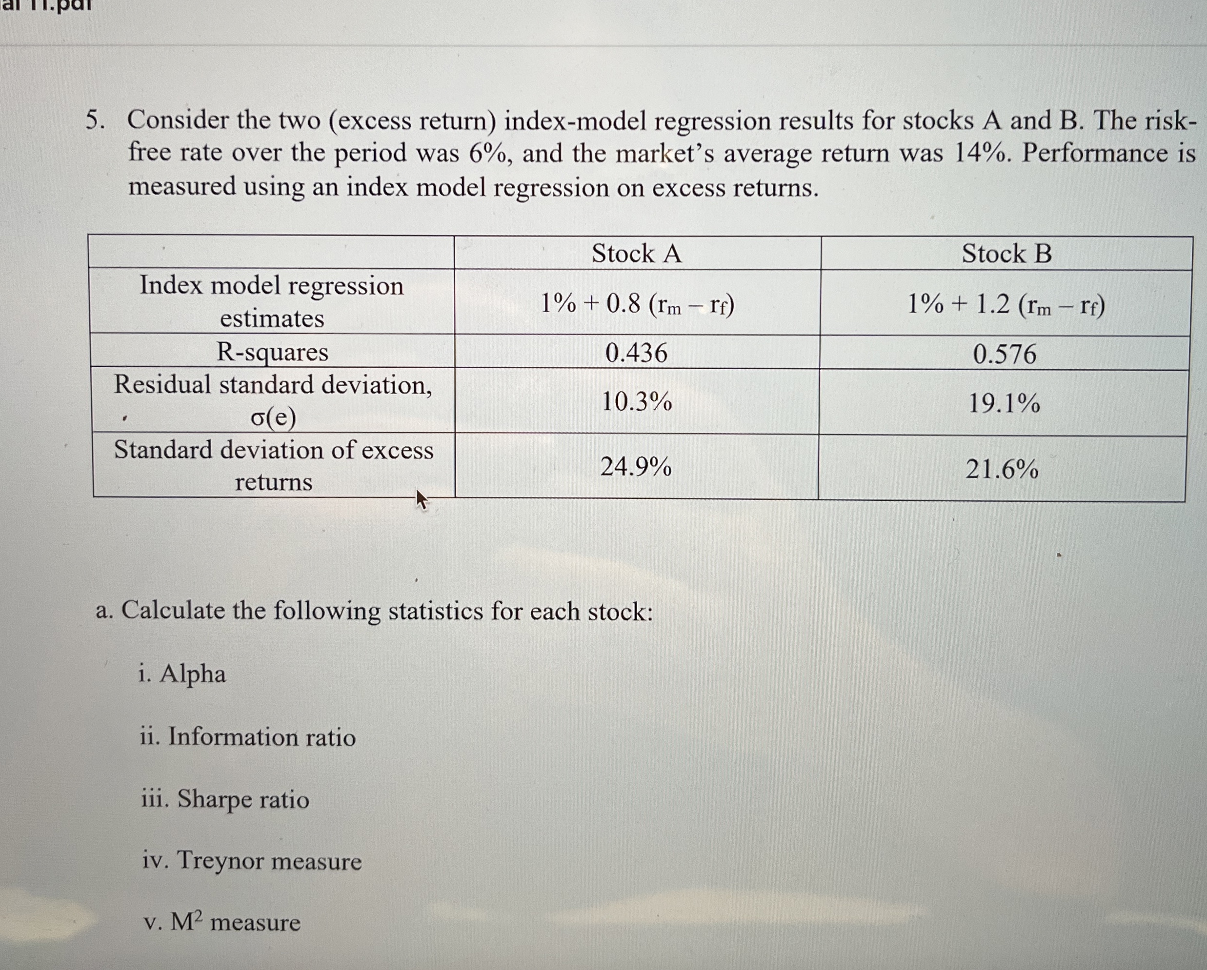 Solved Consider the two (excess return) ﻿index-model | Chegg.com