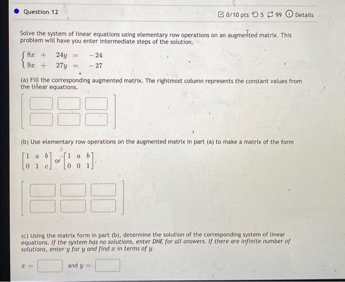 Solved Solve the system of linear equations using elementary | Chegg.com
