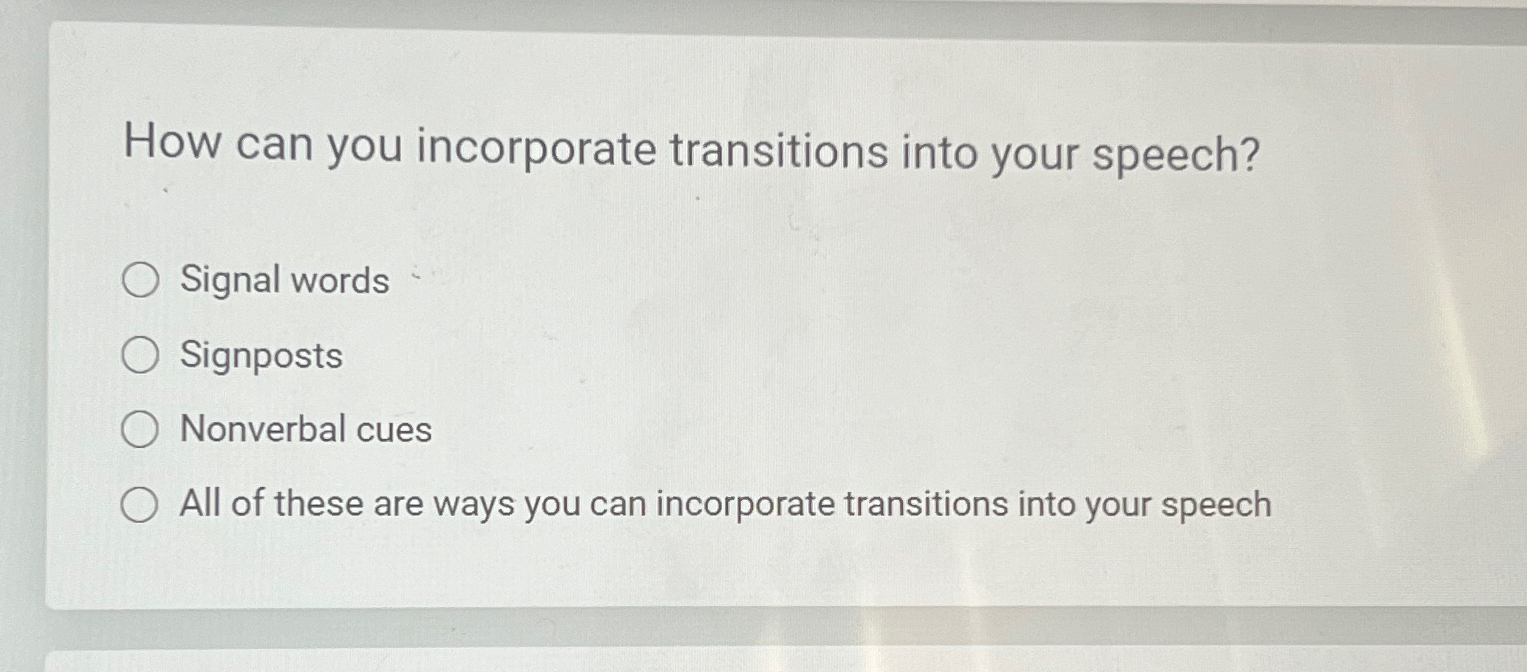 Solved How can you incorporate transitions into your | Chegg.com