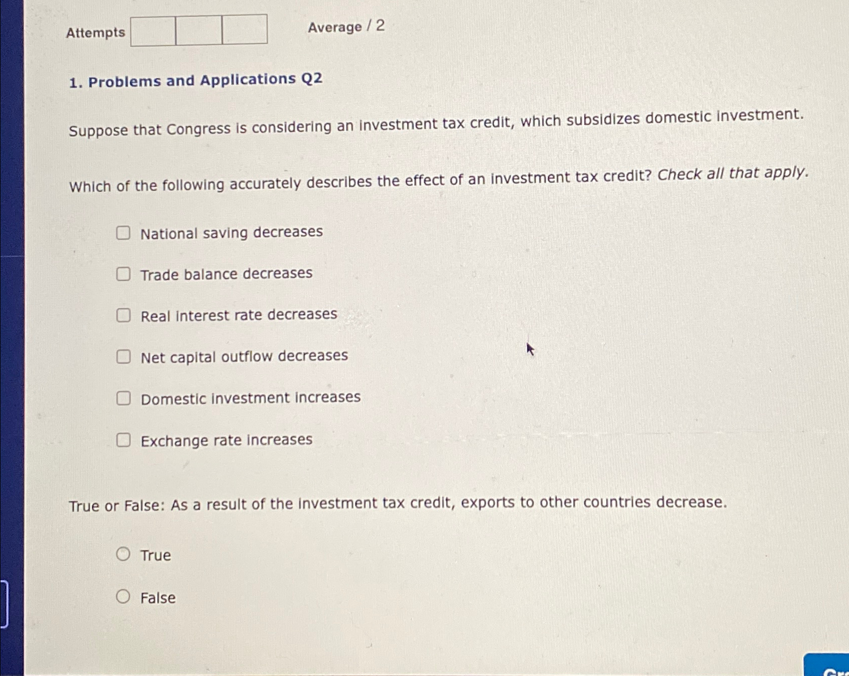 Solved AttemptsAverage ?2Problems and Applications Q2Suppose | Chegg.com