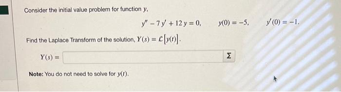 Solved Consider the initial value problem for function y, | Chegg.com