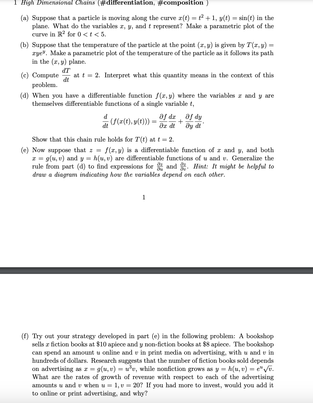 Solved 1 ﻿High Dimensional Chains (#differentiation, | Chegg.com