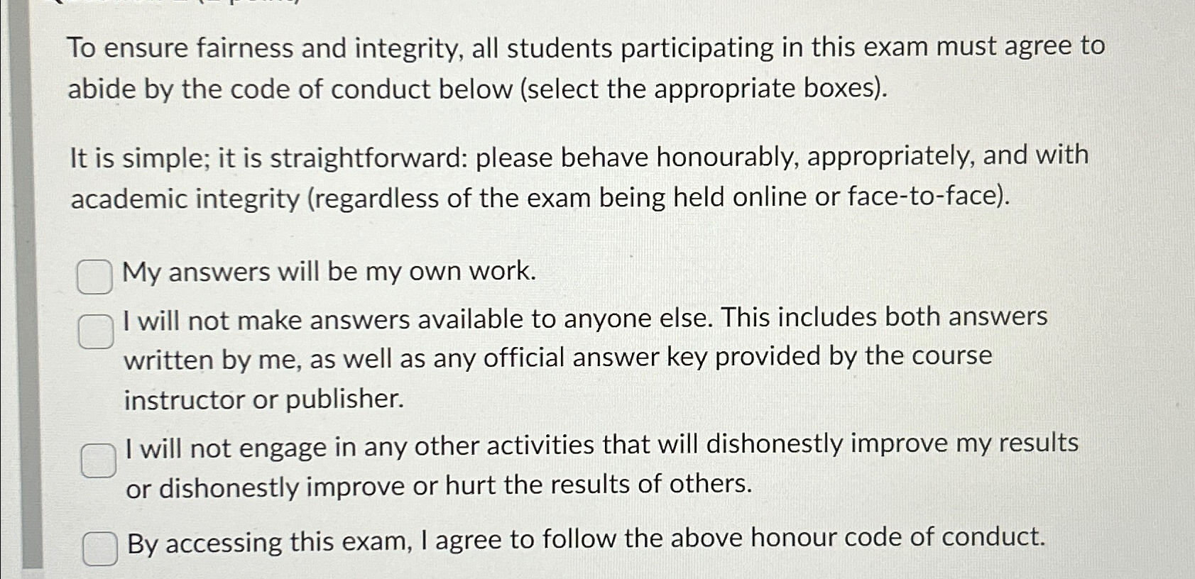 Solved To ensure fairness and integrity, all students | Chegg.com
