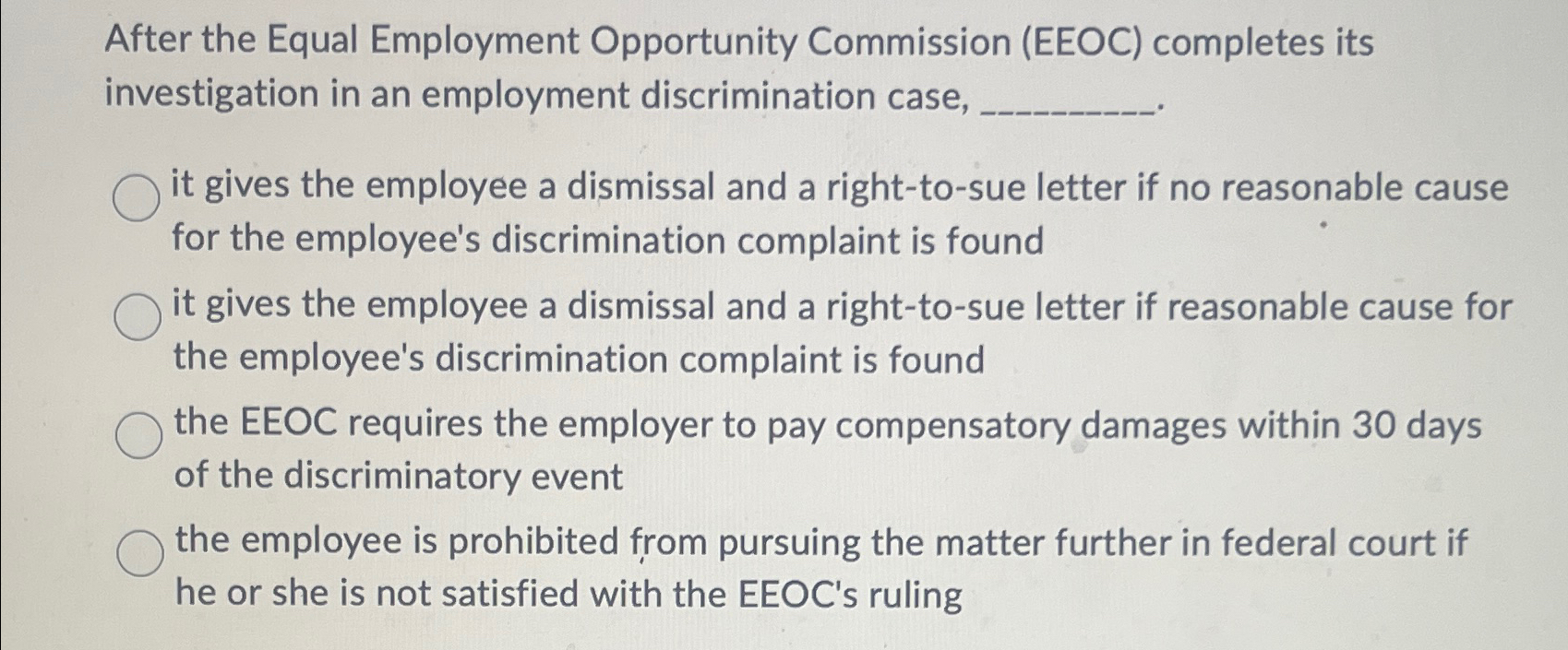 Solved After the Equal Employment Opportunity Commission | Chegg.com