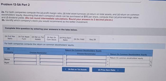 Solved Required information Problem 13-5A Comparative ratio | Chegg.com