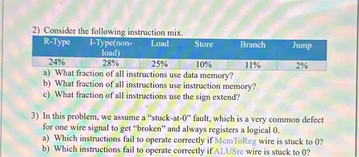Solved 2) Consider the following instruction mix. a) wnat | Chegg.com
