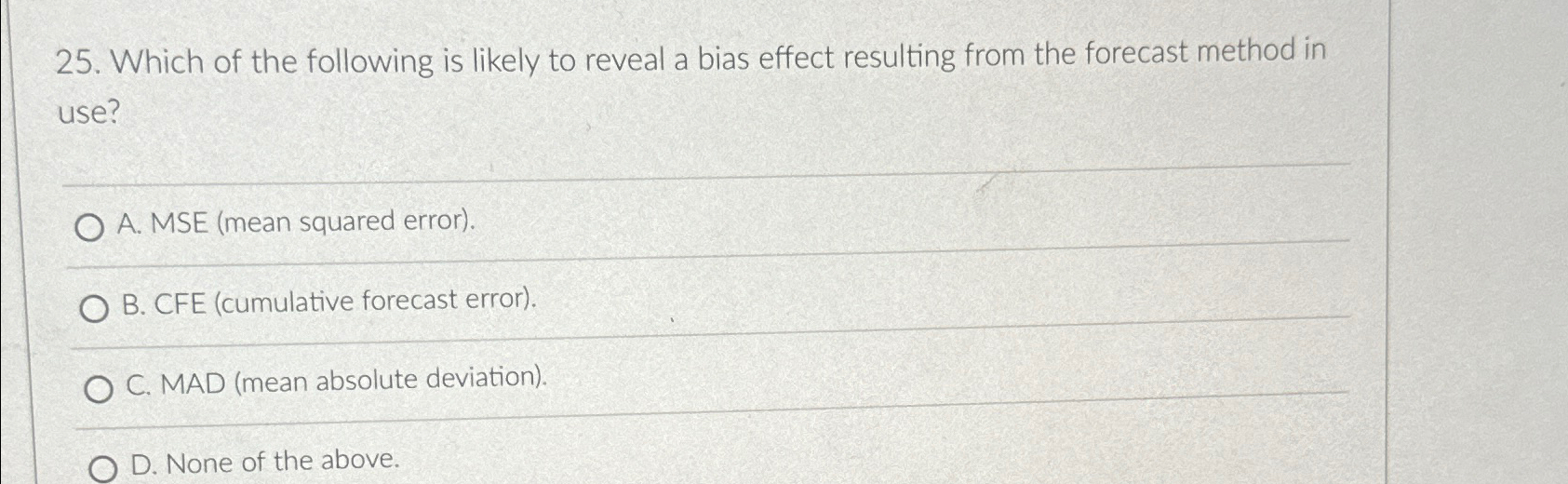 Solved Which of the following is likely to reveal a bias | Chegg.com
