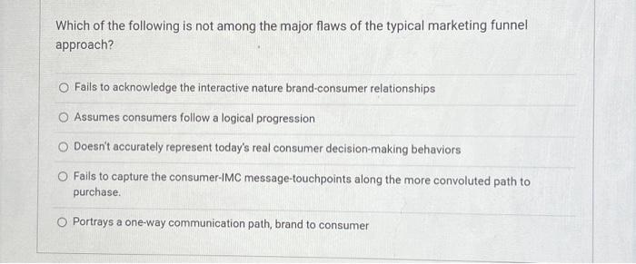 Which of the following is not among the major flaws | Chegg.com