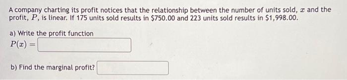 Solved A company charting its profit notices that the | Chegg.com