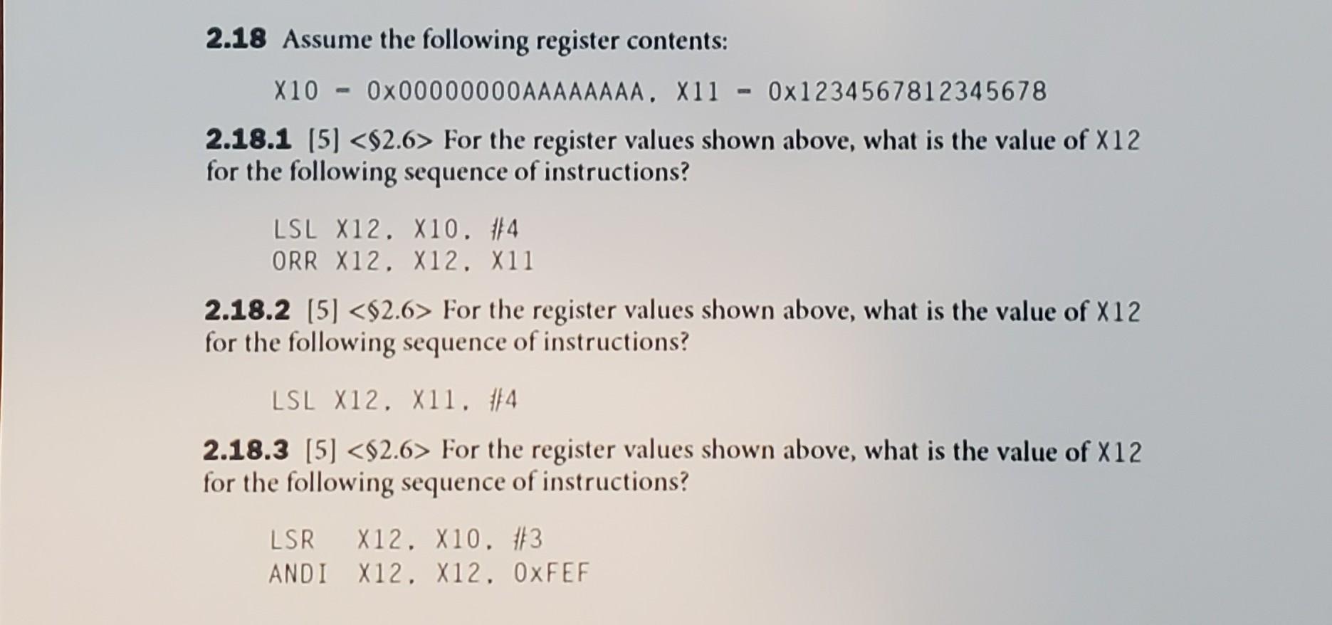 Solved 2.18 Assume the following register contents: X10 - | Chegg.com