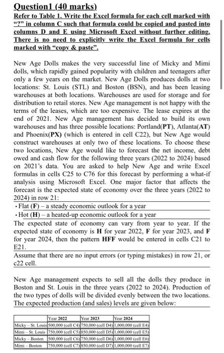 Solved Question 1 (40 marks) Refer to Table 1. Write the | Chegg.com