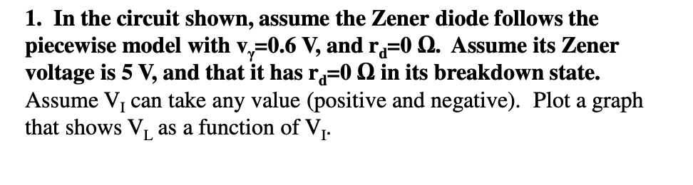Solved In the circuit shown, assume the Zener diode follows | Chegg.com