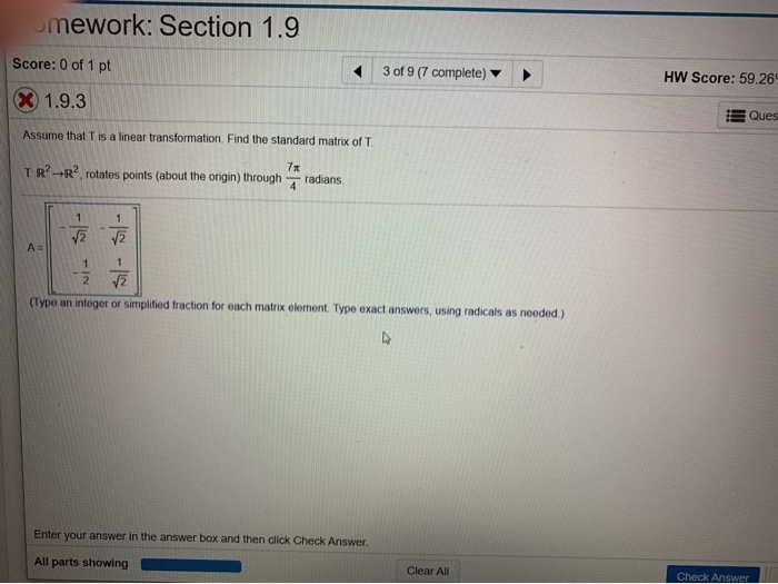 Solved mework: Section 1.9 Score: 0 of 1 pt X 1.9.3