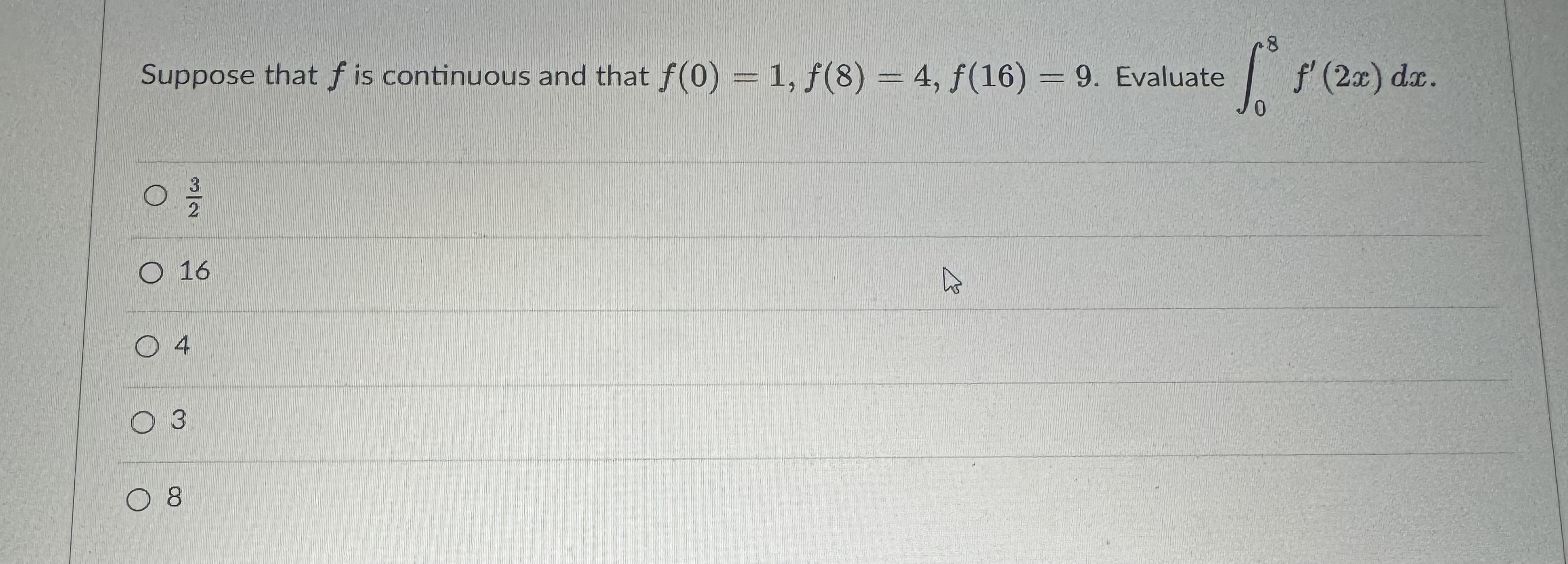 Solved Suppose that f ﻿is continuous and that | Chegg.com