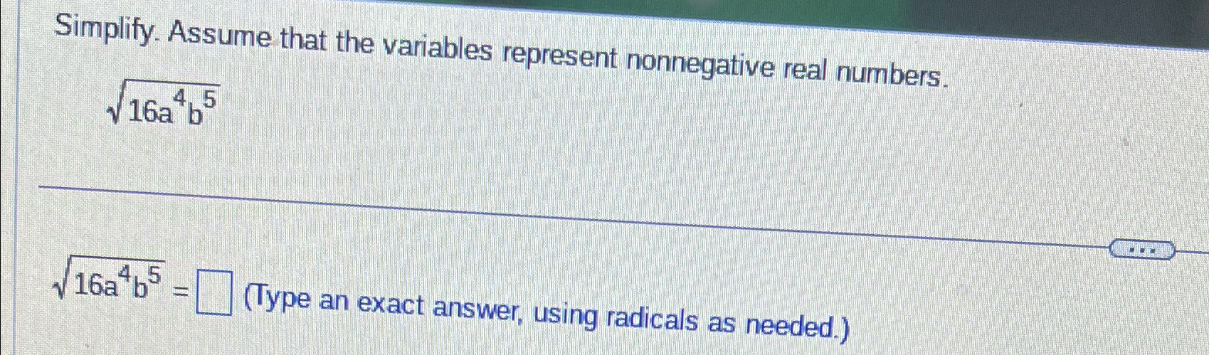 Solved Simplify. Assume that the variables represent | Chegg.com