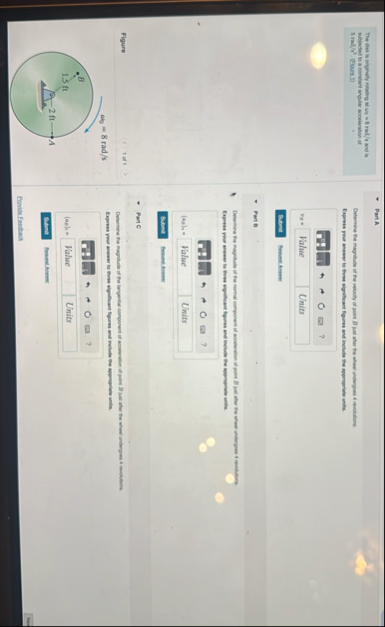 Solved The disk is orginally rotating w=8rad/s and is | Chegg.com