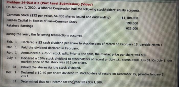 Solved Problem 14-01A a-c (Part Level Submission) (Video) On | Chegg.com