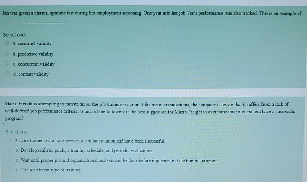 Solved Jen was given a clerical aptitude test during her | Chegg.com