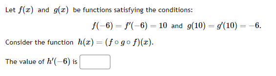 Solved Let f(x) ﻿and g(x) ﻿be functions satisfying the | Chegg.com
