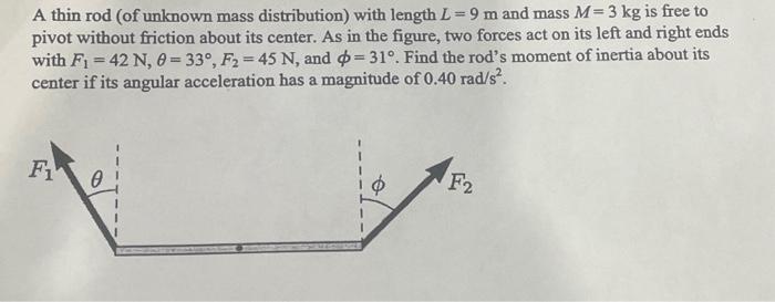 Solved A thin rod (of unknown mass distribution) with length | Chegg.com