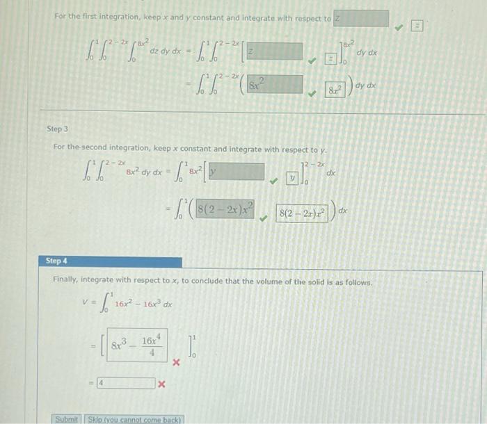 Solved Use a triple integral to find the volume of the solid | Chegg.com