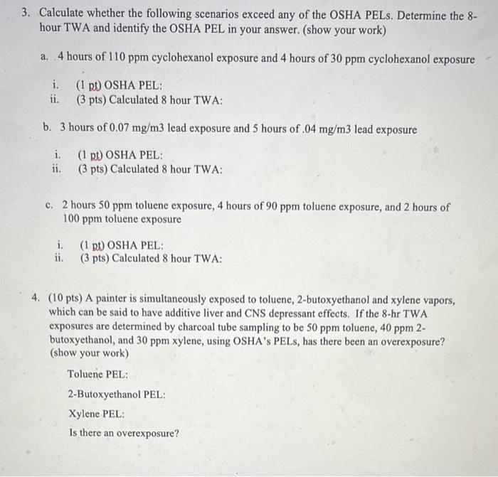 Solved Calculate whether the following scenarios exceed any | Chegg.com