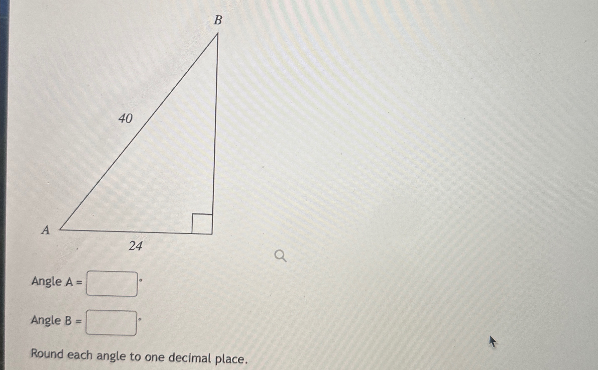 Solved Angle A=Angle B=Round each angle to one decimal | Chegg.com