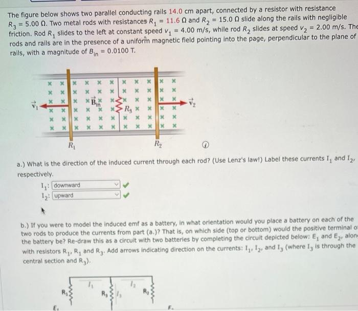 Solved The figure below shows two parallel conducting rails | Chegg.com