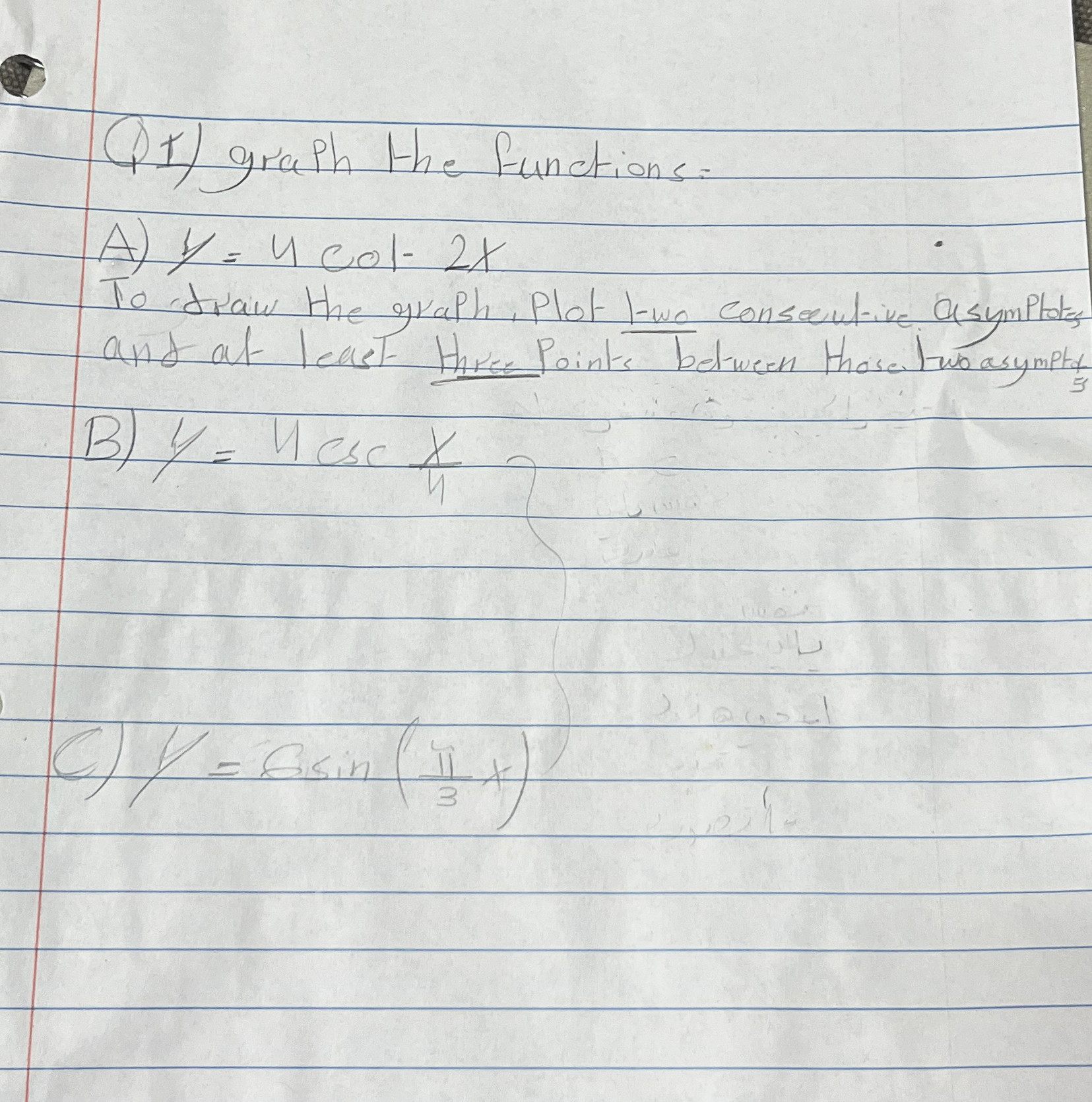 1) ﻿To draw the graph, plot two consecutive | Chegg.com