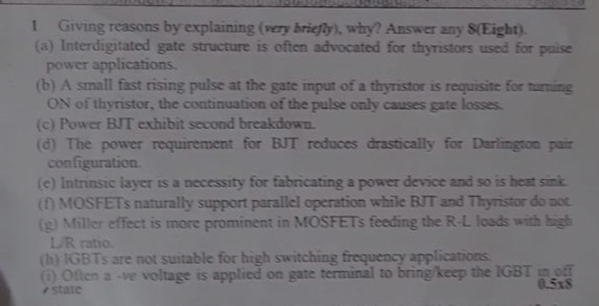 Solved 1 ﻿Giving reasons by explaining (very briefly), ﻿why? | Chegg.com