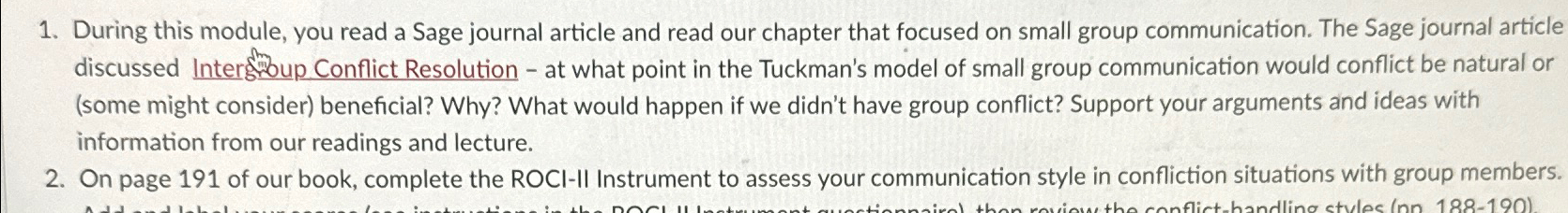 Solved During this module, you read a Sage journal article | Chegg.com
