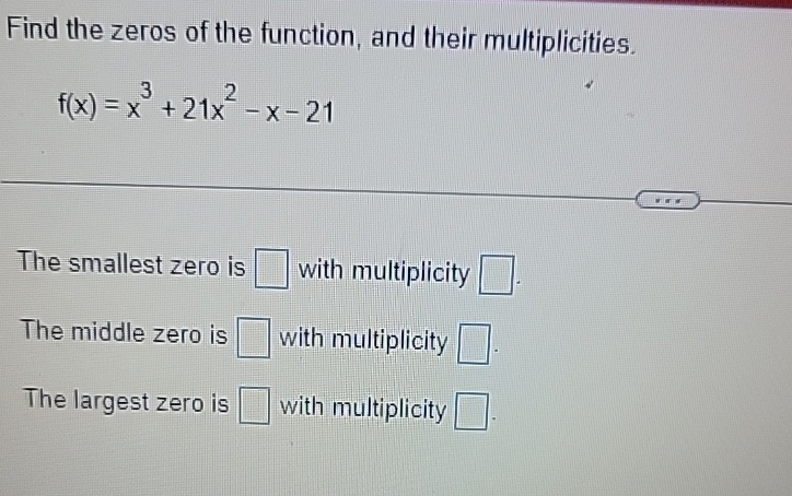 Solved Find the zeros of the function, and their | Chegg.com