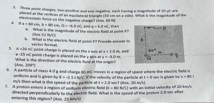 Solved 3. Three point charges, two positive and one | Chegg.com