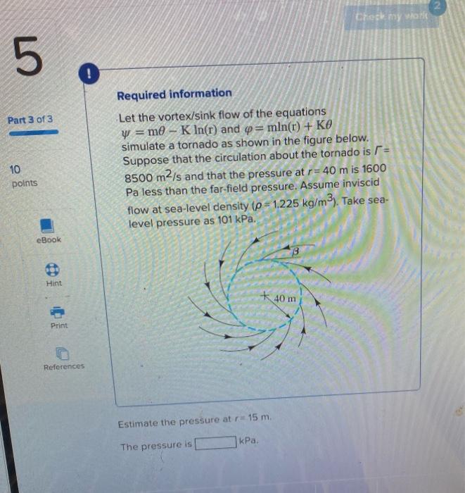 Solved Required information Let the vortex/sink flow of the | Chegg.com