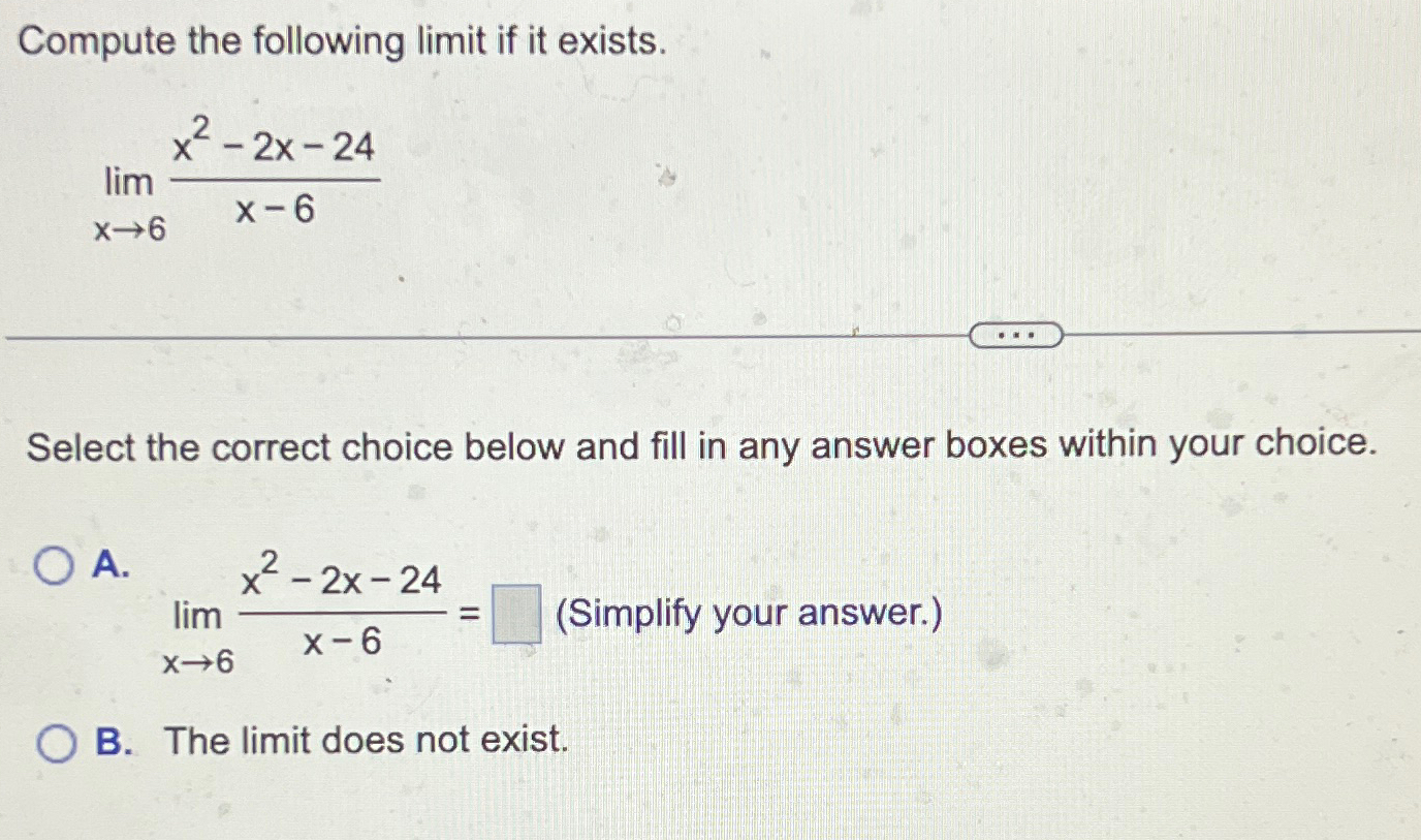 Solved Compute the following limit if it | Chegg.com