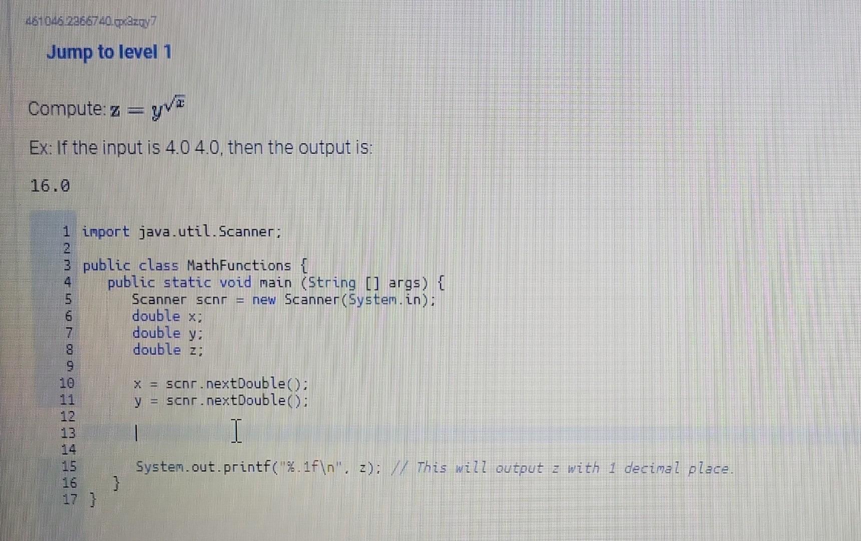 Solved Jump to level 1 Compute: z=yx Ex: If the input is | Chegg.com