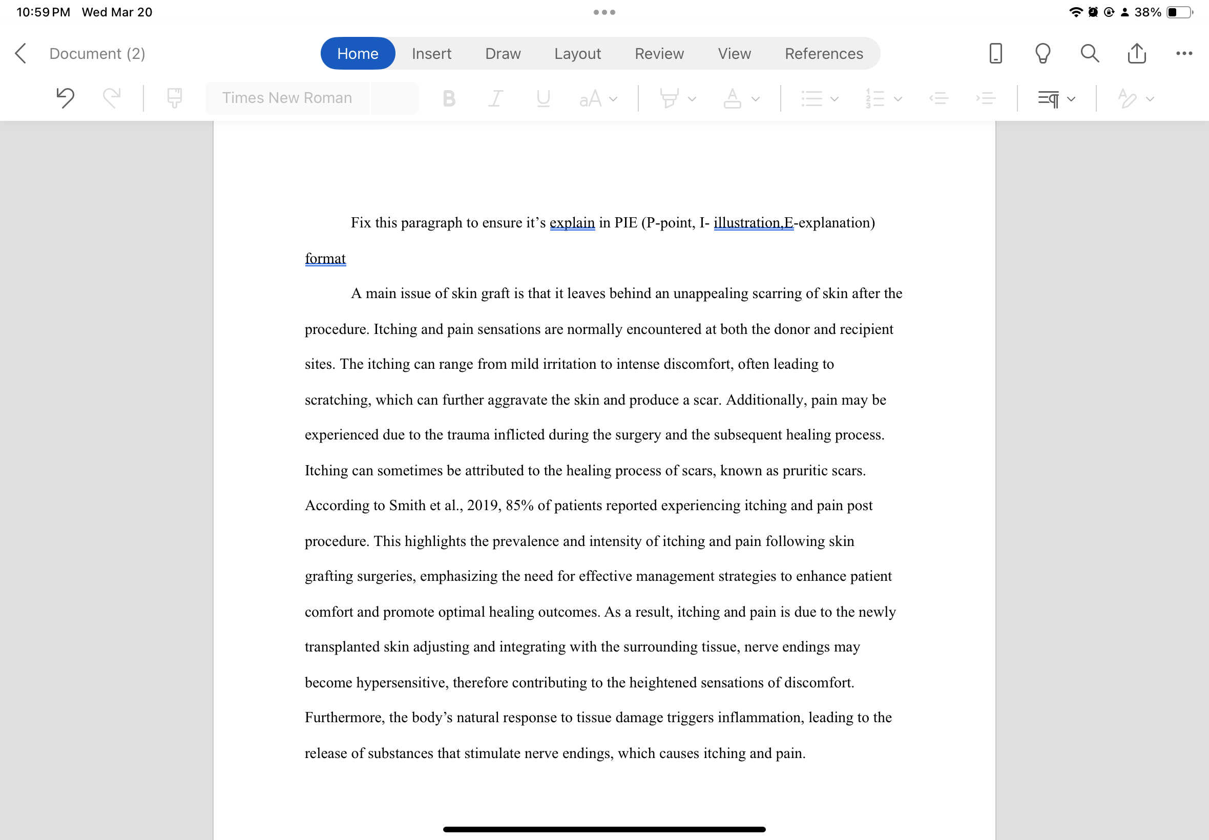 Fix this paragraph to ensure it's explain in PIE | Chegg.com