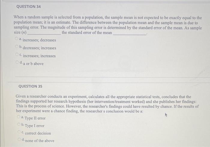 Solved When a random sample is selected from a population, | Chegg.com