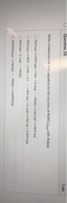 Solved 1 pts When K2SO4lag) and Pb(NO3)2(aq) are mixed a | Chegg.com