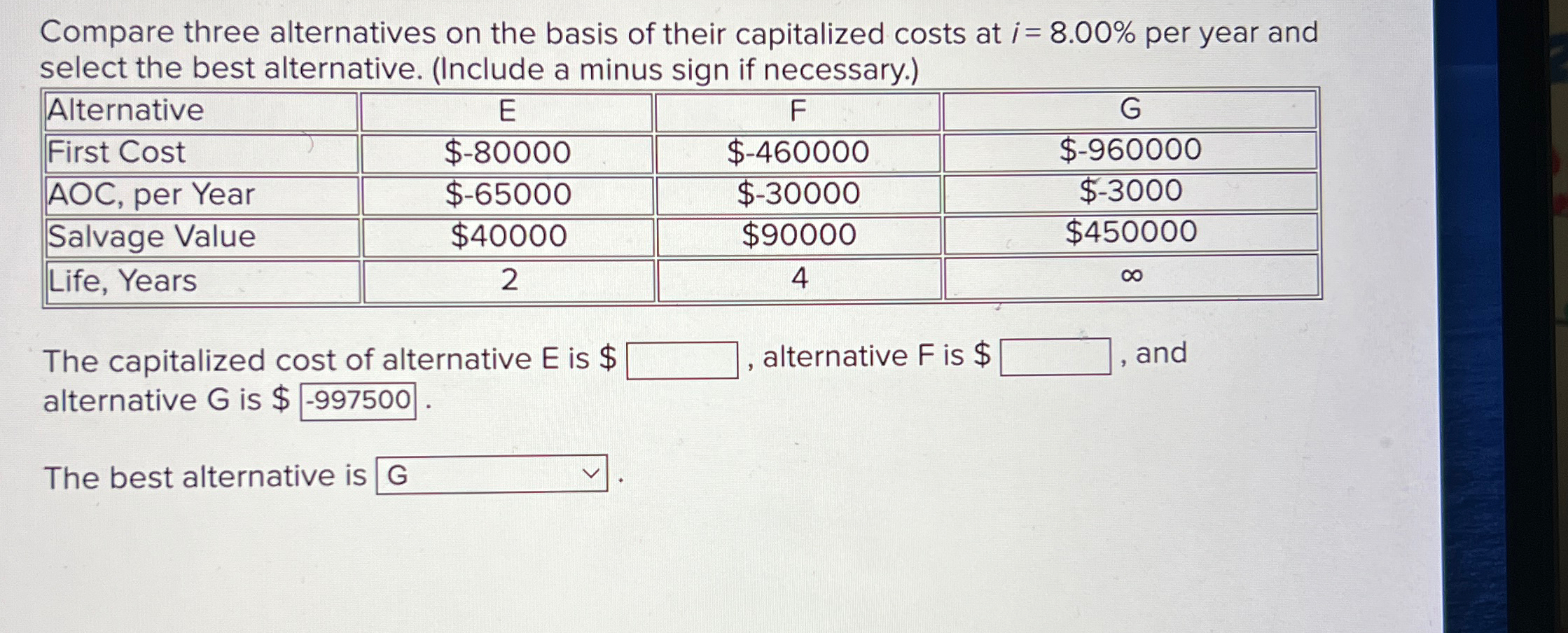 Solved Compare three alternatives on the basis of their | Chegg.com